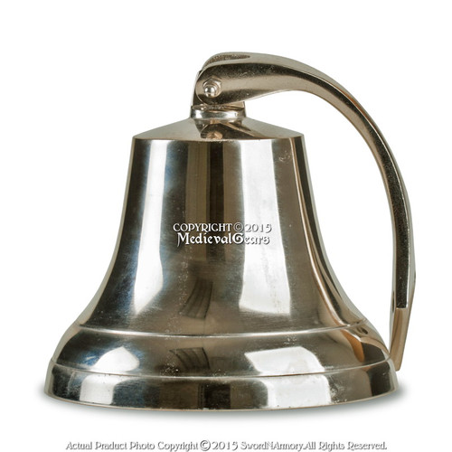 Medium 6" Aluminum Ship Bell Solid Cast Clapper Rich Tone Knotted Bell Rope