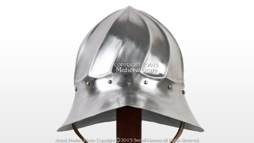 Functional Medieval Flared Barbute Fighting Combat Helmet 16G Steel SCA ...