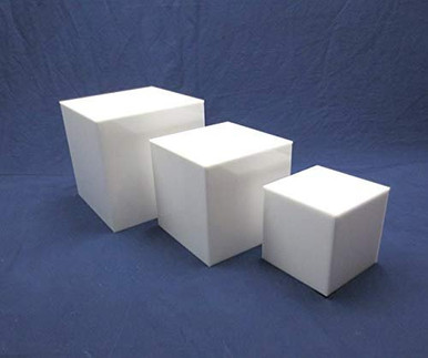 Clear Stands 3 Piece Square Acrylic Cube Set, White - ClearStands