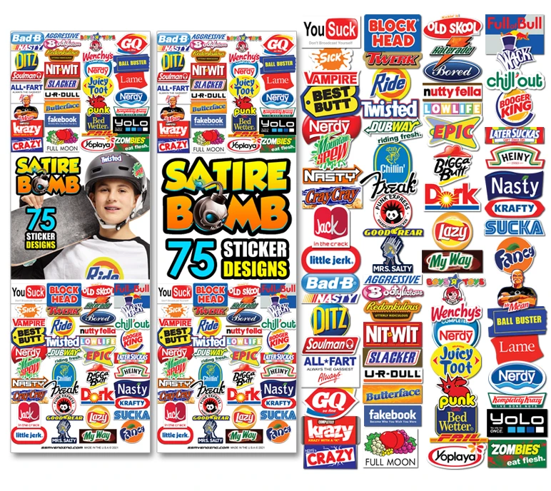 Satirical Bomb Stickers | Gumballs.com