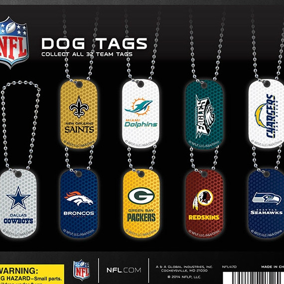 NFL Team Dog Tags in 2 inch Toy Capsules | Gumballs.com