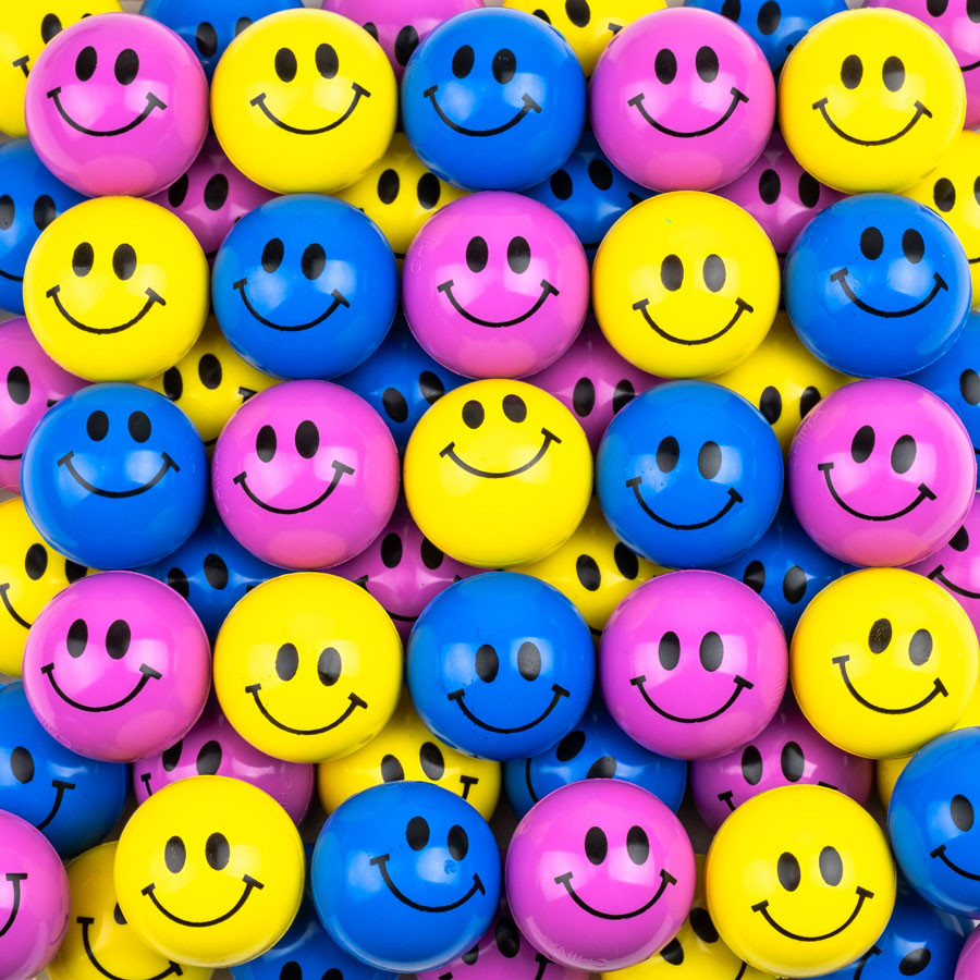 Happy Face Bouncy Balls 32mm | Gumballs.com
