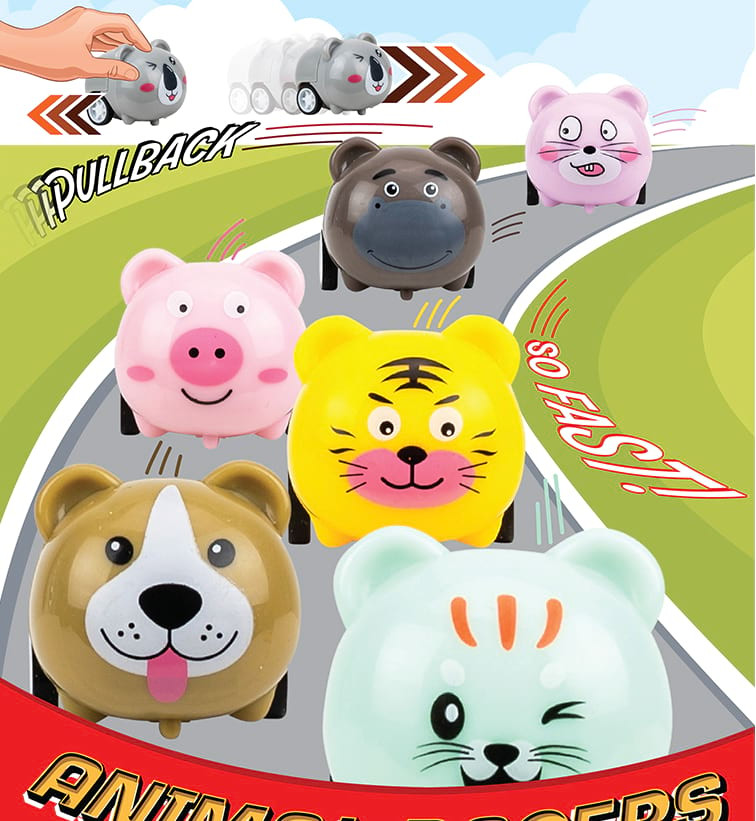 Pull Back Animal Racers 2" Capsules | Gumballs.com