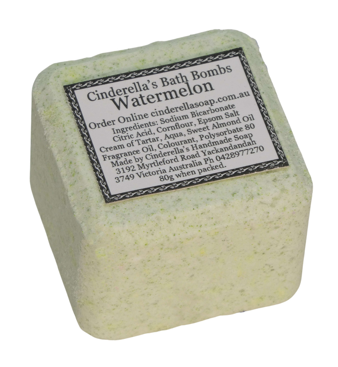 Watermelon - Square Bath Bomb, Cinderella's Handmade Soap