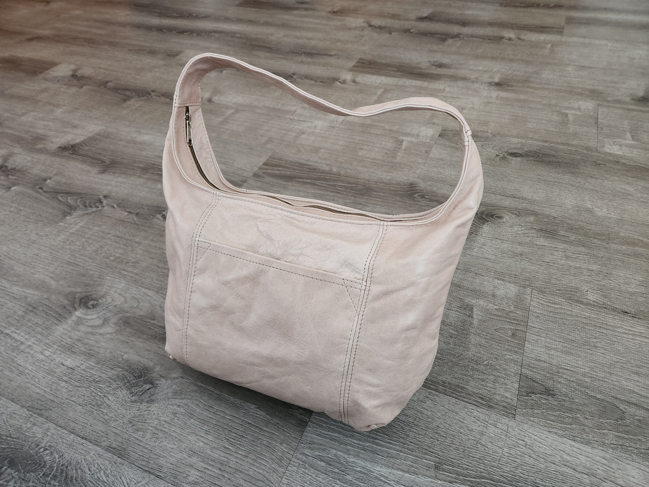 Distressed Leather Hobo Bag, Everyday Shoulder Handbag, Rosa - Fgalaze ...