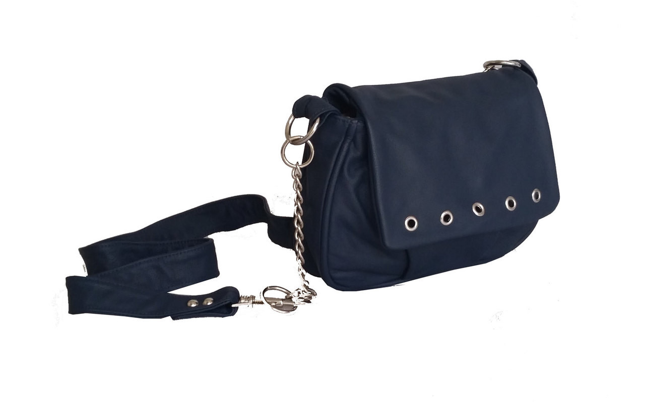 Navy Blue Leather Cross-body Bag, Small Women Purse, Sury - Fgalaze ...
