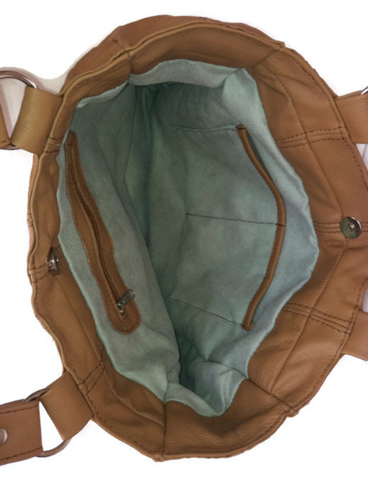 Camel Leather Bag, Everyday Shoulder Handbag, Rustic Retro Tote Laura ...