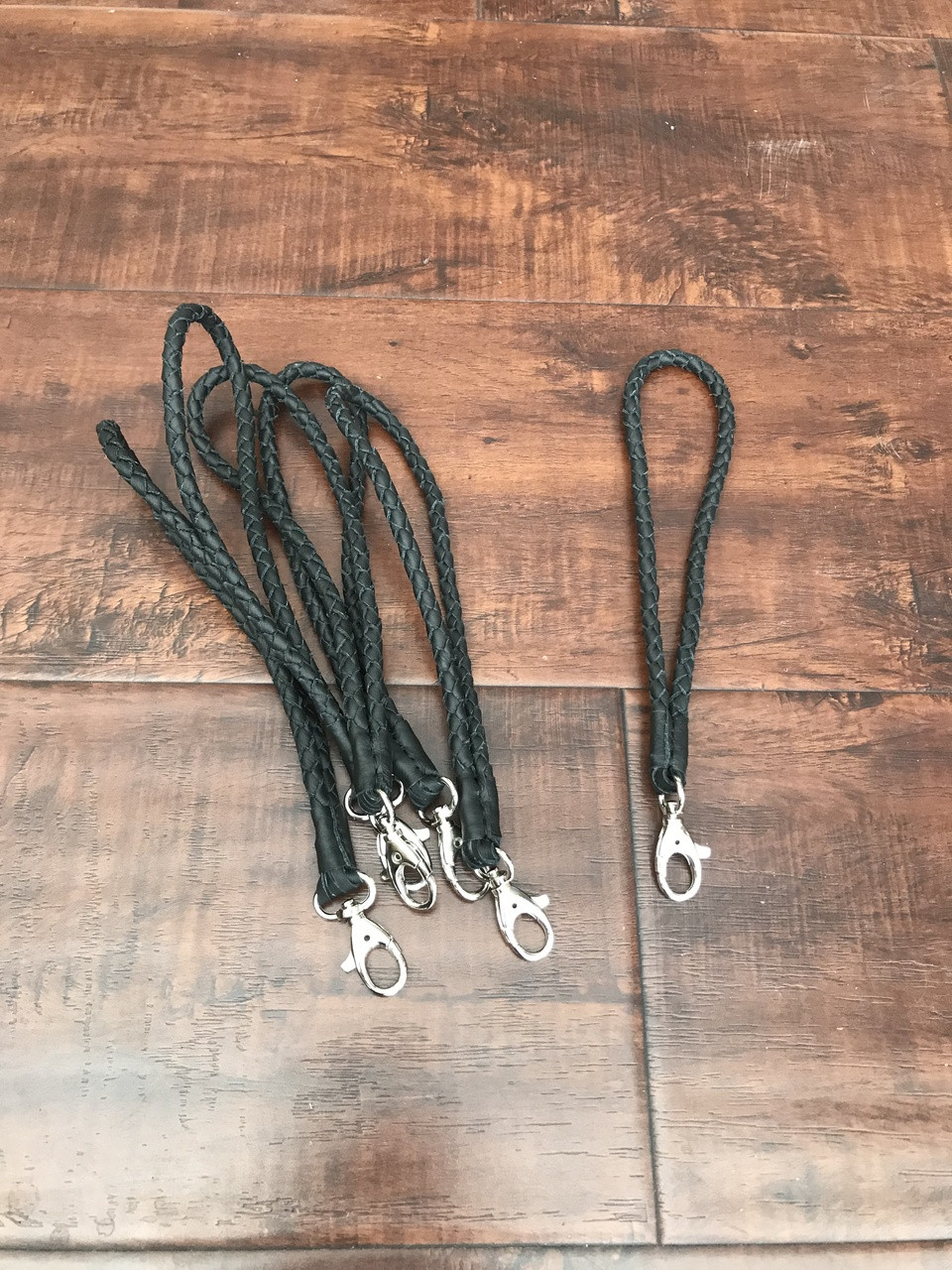 Black Leather Keychain Holder Strap, Wrist Strap Key Chain Ring ...