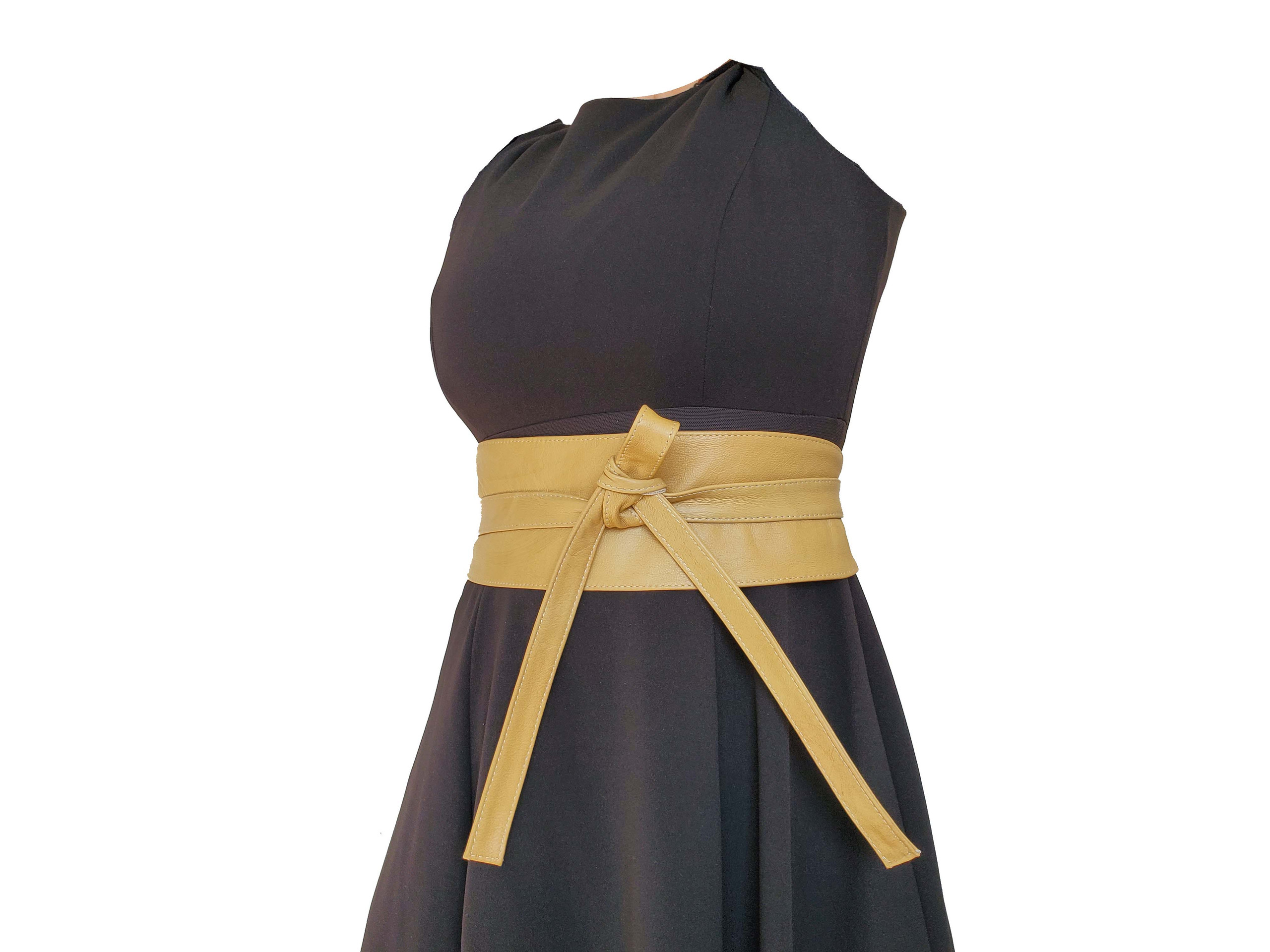 Beige Leather Obi Belt, Wide Fashion Sash Belts, Women Accessories, Sam ...