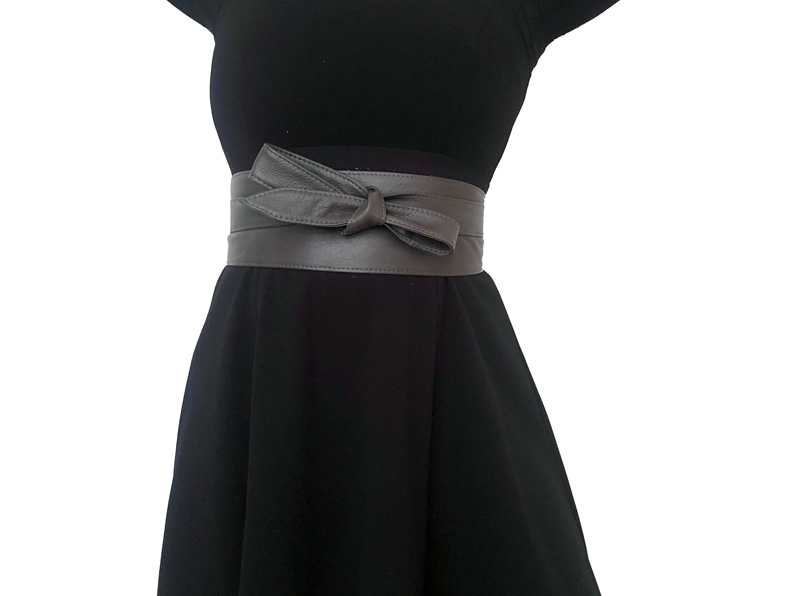 Gray Leather Obi Belt, Fashion Wide Wrap Women Tie Belts, Dean ...