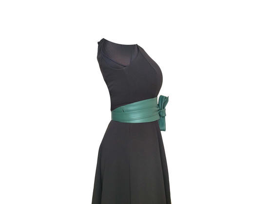 Green Wide Leather Wrap Obi Belt, Women Stunning Belt, Dean - Fgalaze ...