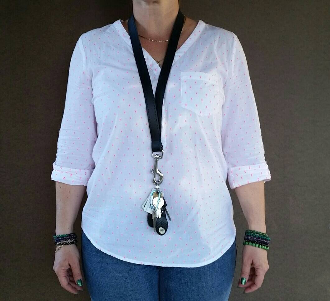 Black leather lanyard - key lanyard - ID holder - fashion gift ...