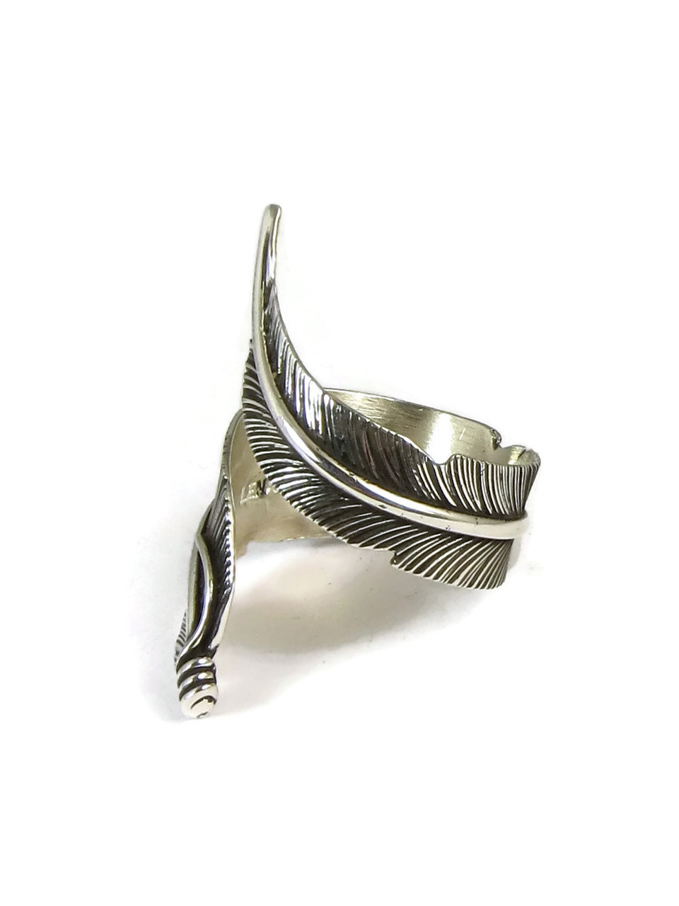 Sterling Silver Wide Feather Wrap Ring Size 6 Adjustable by Lena ...