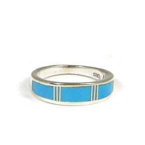 Turquoise Chip Inlay Band Ring Size 11