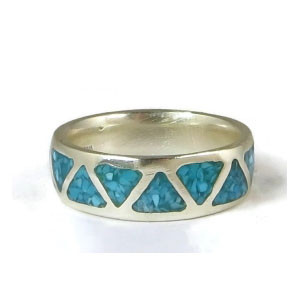 Turquoise Chip Inlay Band Ring Size 11