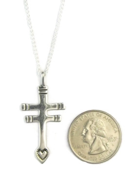 Double Bar Silver Cross Pendant with Adjustable Length Chain