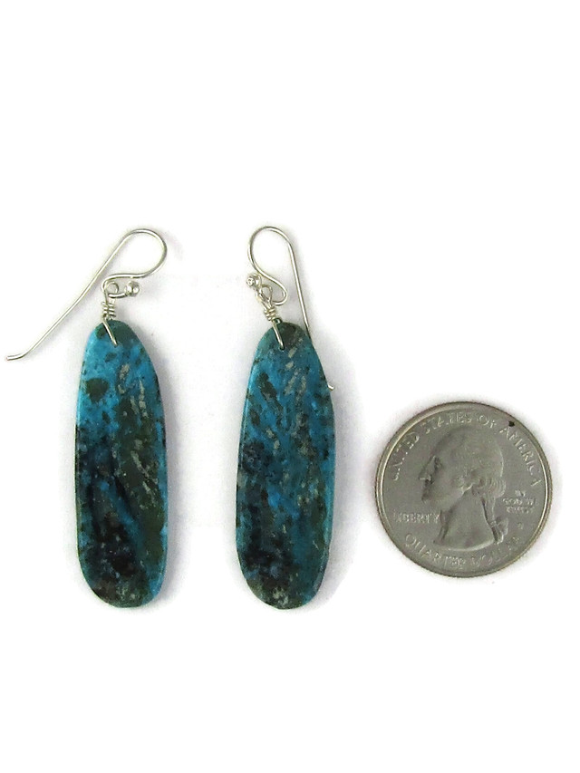 These turquoise slab earrings are hand cut and polished by Santo ...