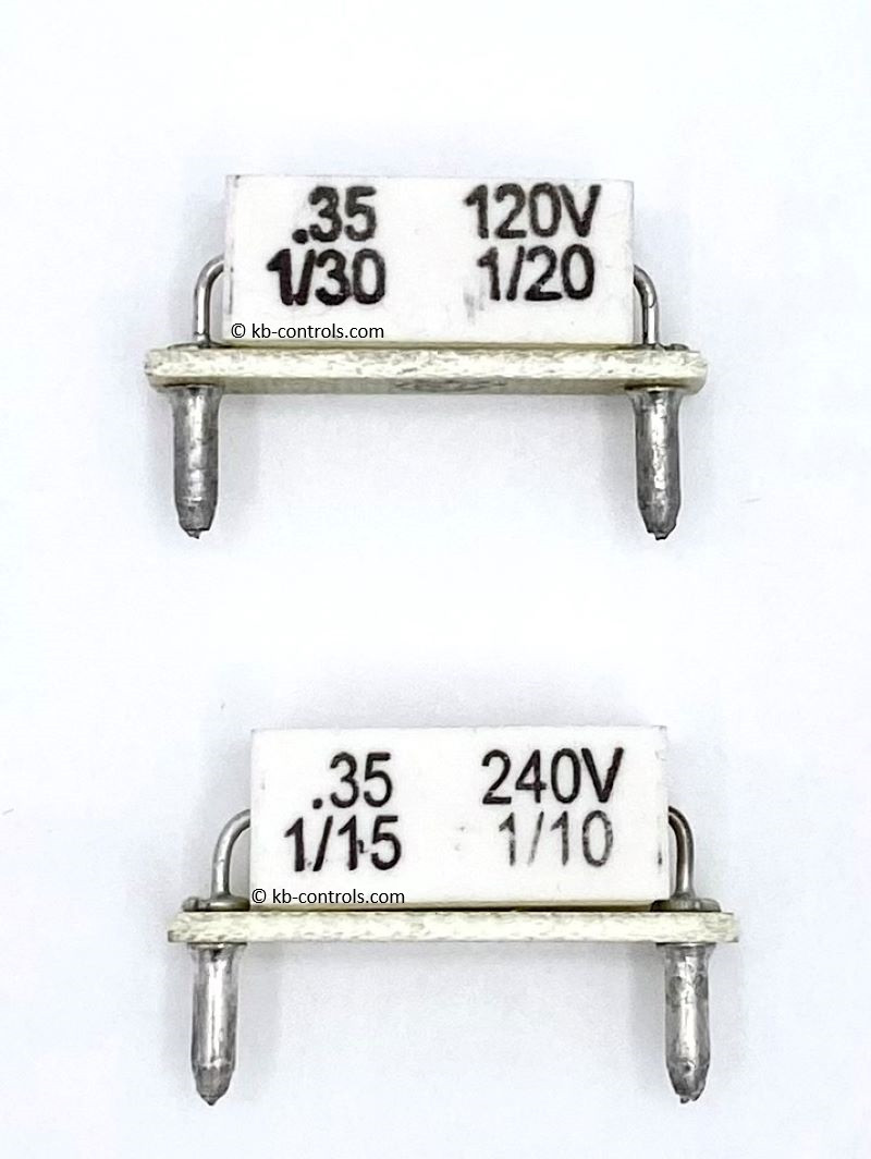 9835, Plug-In Horsepower Resistor, .35 OHM, 1/30 - 1/20 HP @ 90 VDC, 1/ ...