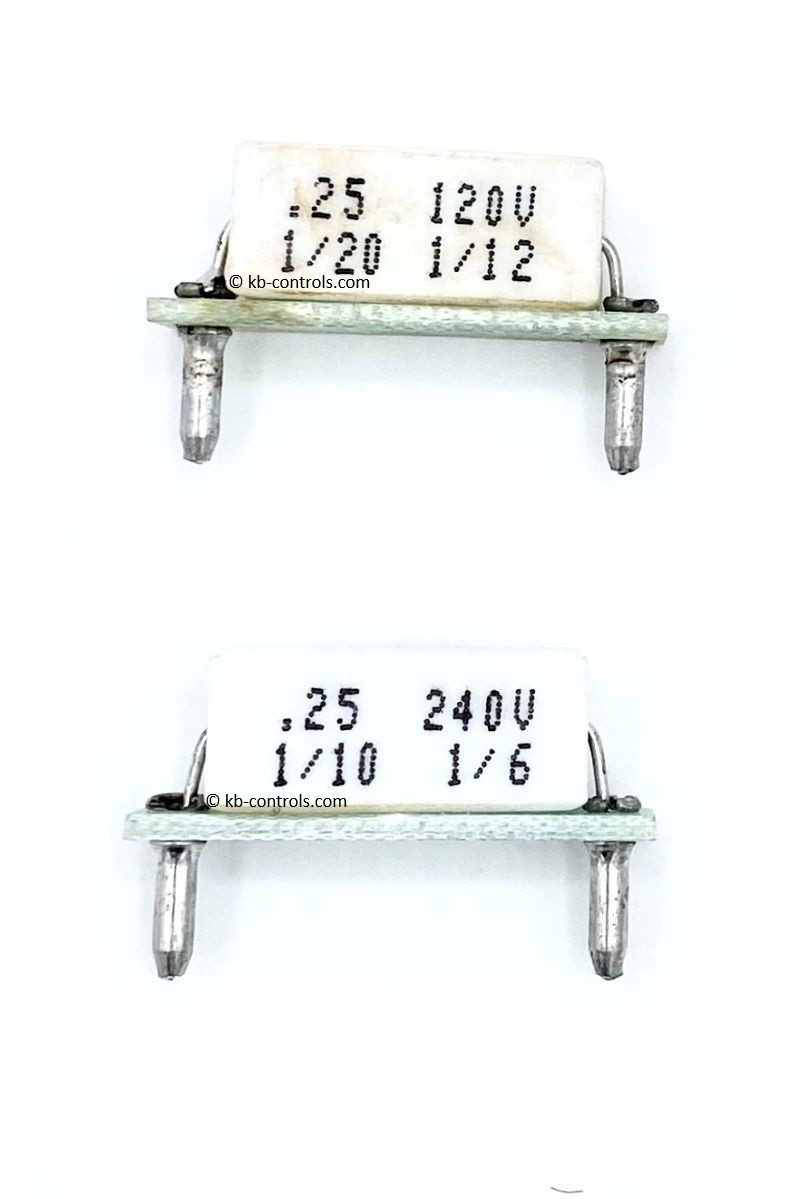 9836, Plug-In Horsepower Resistor, .25 OHM, 1/20 - 1/12 HP @ 90 VDC, 1/ ...