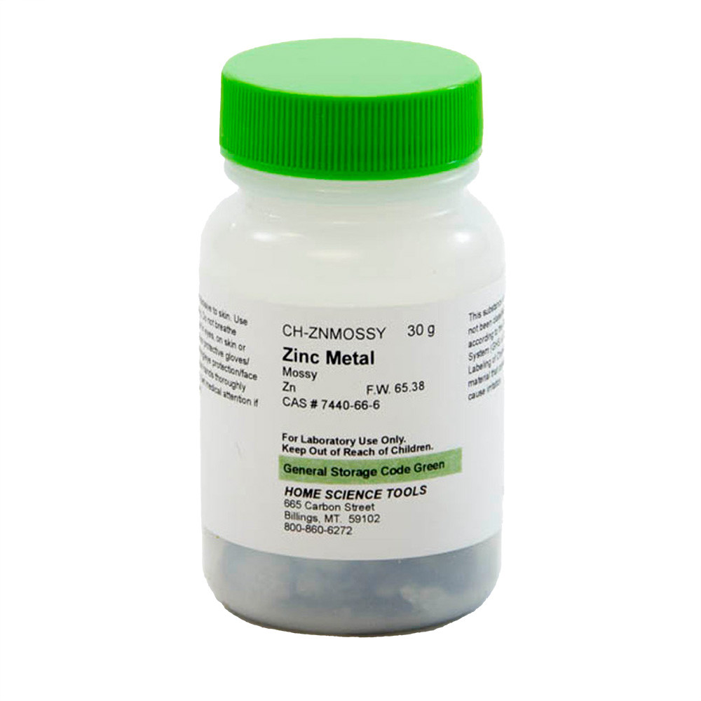 Zinc Metal Mossy Nuggets, 30 g | Home Science Tools
