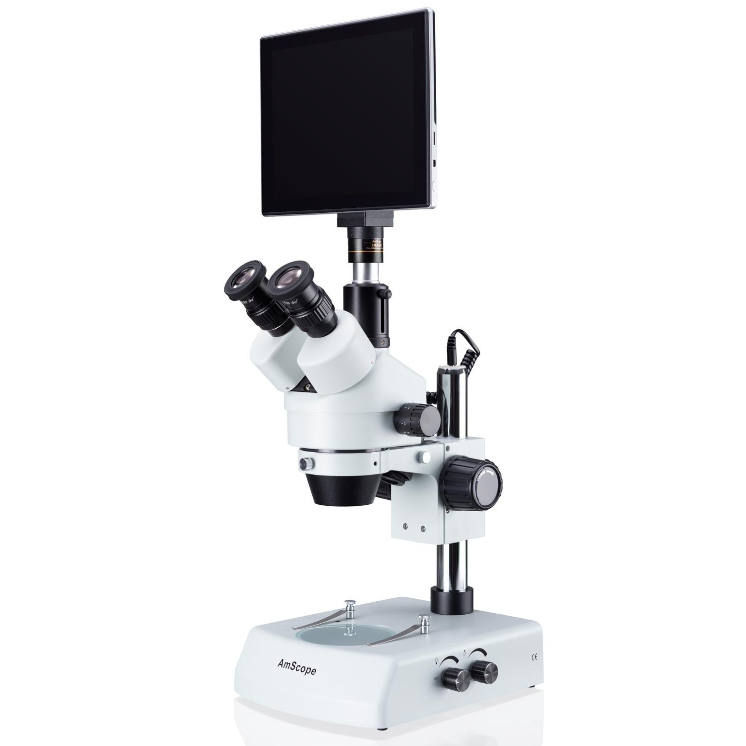 LED Trinocular Stereo Microscope with Touchpad Digital Imaging System
