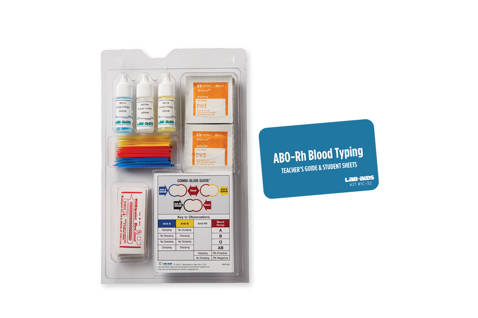 Home Blood Typing Kits for Students (ABO-Rh), 32 Tests | HST