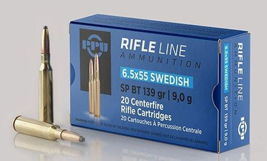 PPU Rifle Ammunition 6.5x55mm Swedish 139 gr SP 2540 fps - 20/ct OQPP6SWS - Frisco Guns