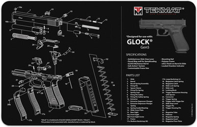 TEKMAT ARMORERS BENCH MAT11"x17" FOR GLOCK G5 BLACK 17GLOCKG5 - Frisco Guns