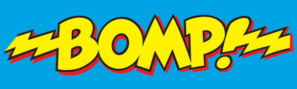 BOMP - BLue with Yellow and red logo - BUMPER STICKERS - Bomp Records