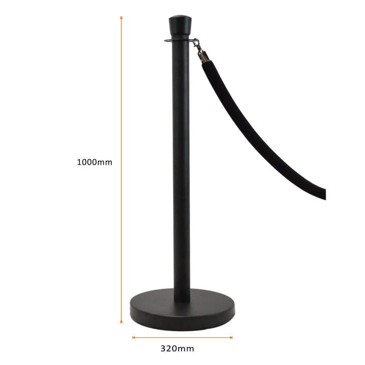 Black Queue Barrier and Rope Bollards for Queue Control