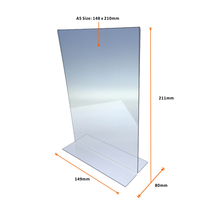 A5 Acrylic Sign Holder in Double Sided Portrait Display