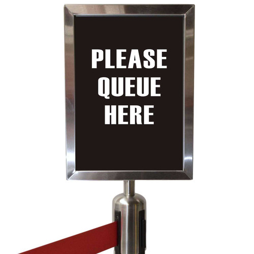 Retractable barriers A4 sign frames- Brushed finish