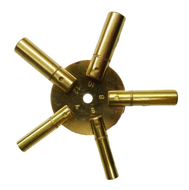 EVEN SIZES 5 PRONG BRASS KEY #4, 6, 8, 10, 12 GERMAN - GRIFFEN'S CLOCK ...