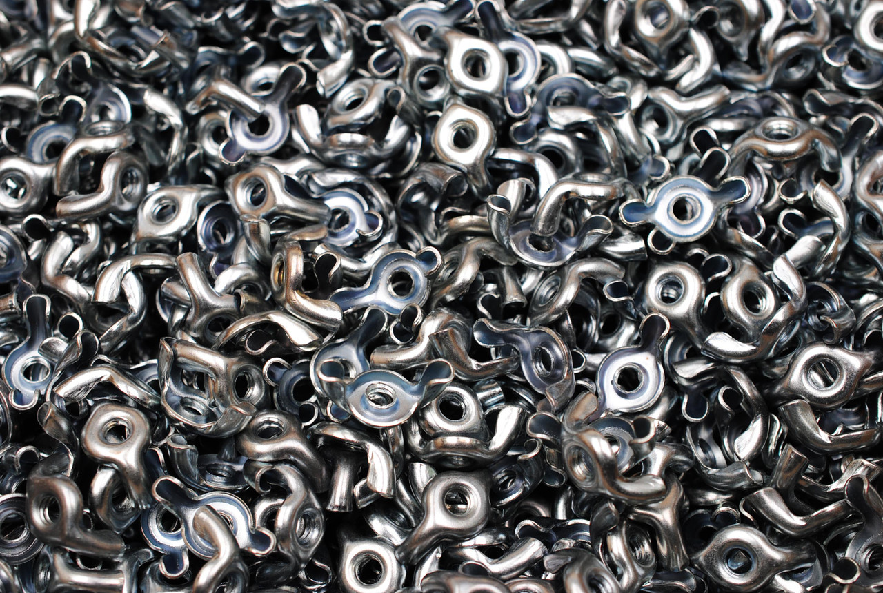(500) Stamped Steel Type D Wing Nuts 1/4-20 x 1-1/16 Zinc Plated Coarse ...
