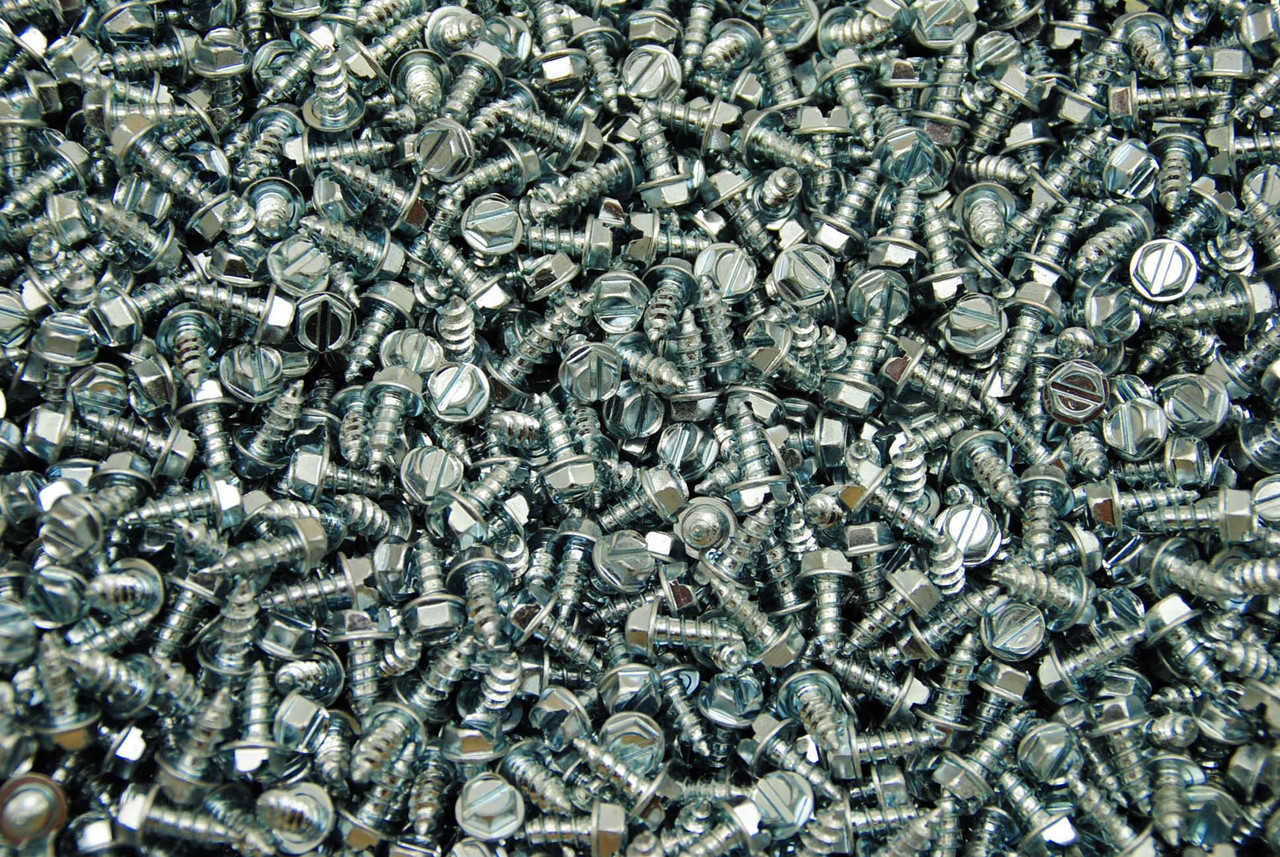 (1000) Slotted Hex Washer 12 x 1/2 Sheet Metal Screw Type A Zinc SMS ...