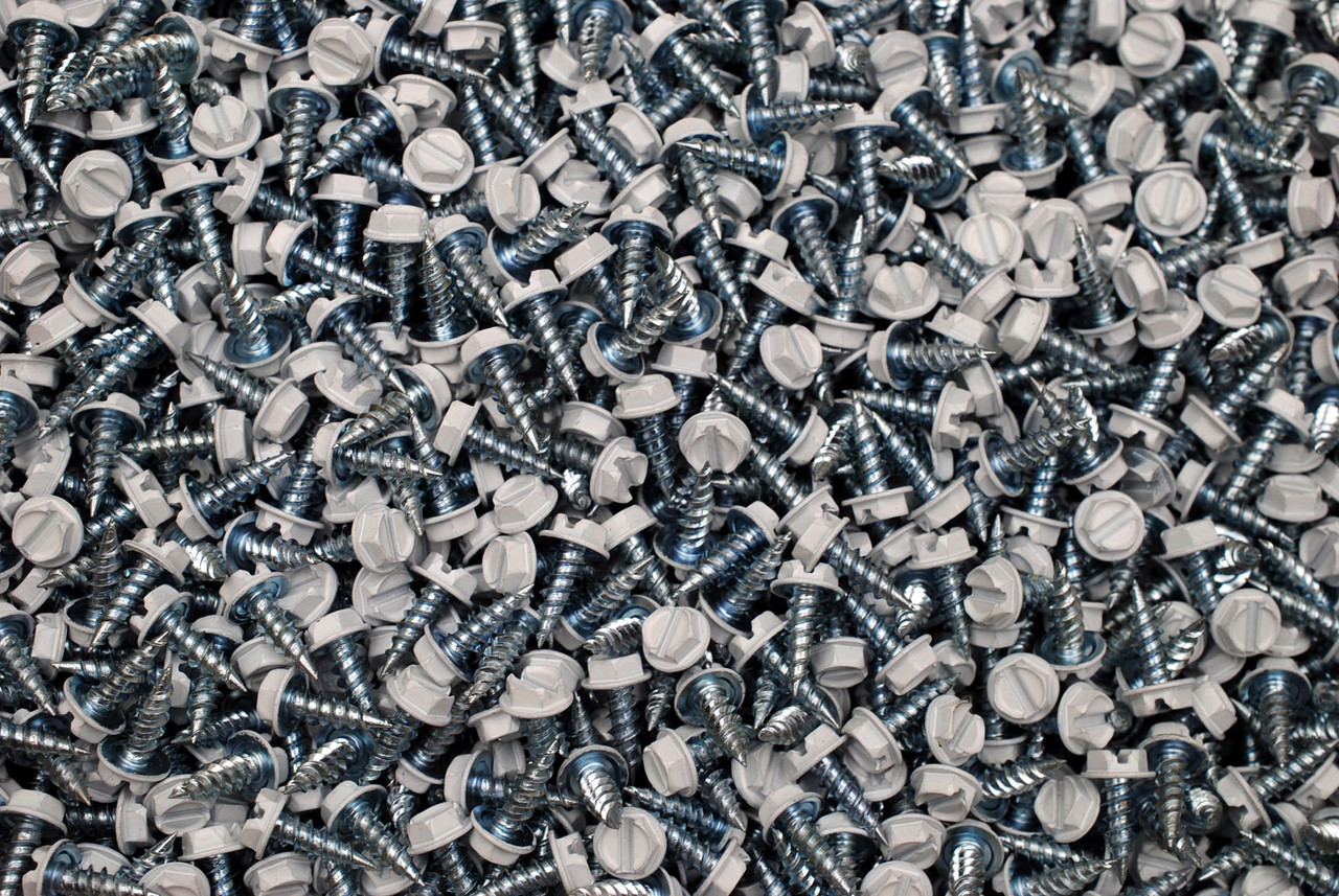 (1000) White Painted Zip Screws 8 x 1/2 Self-Piercing Hex Washer Sheet ...