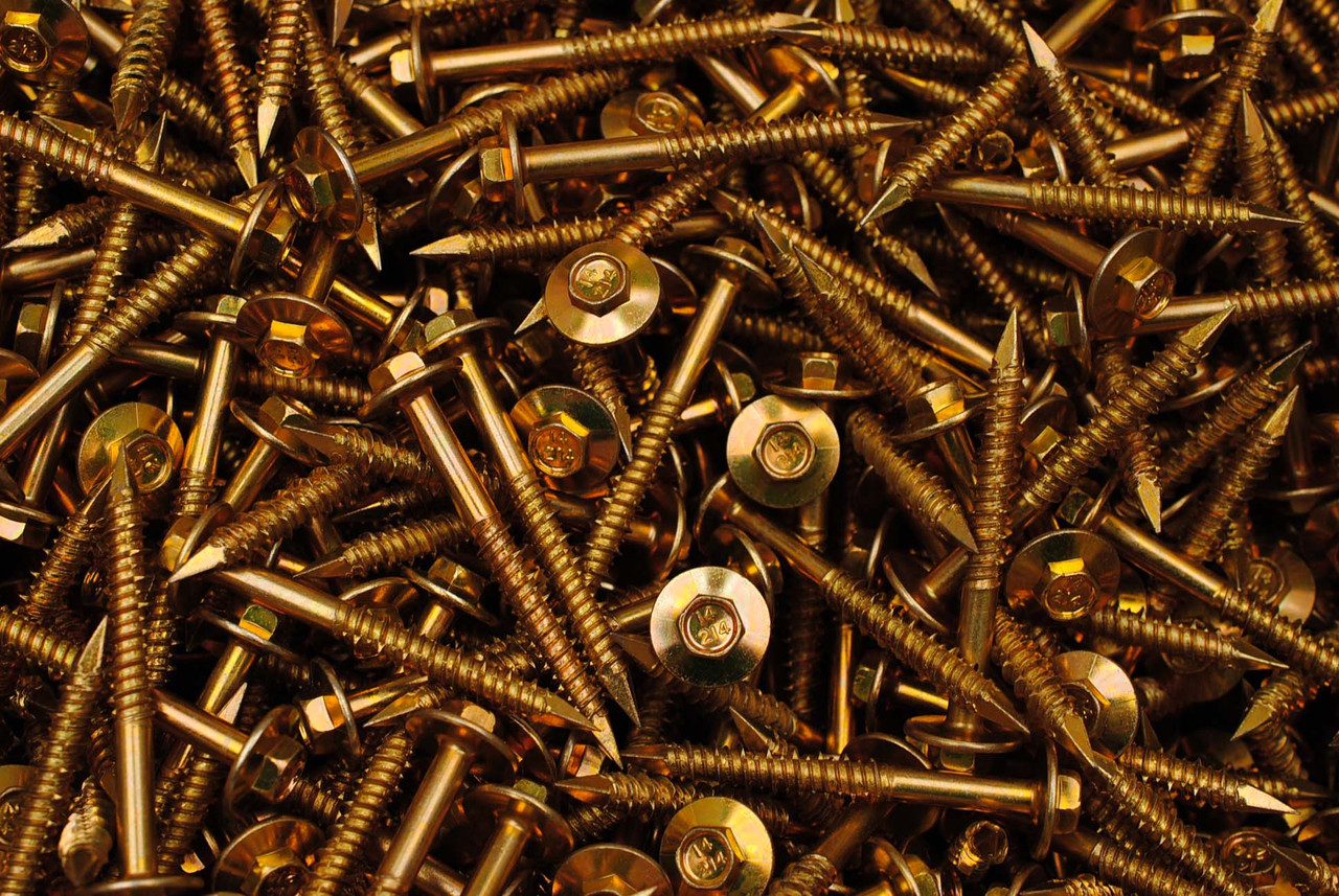 (150) Hex Flange Head 1/4 x 2-1/4 Concrete Masonry Screws Yellow Zinc ...