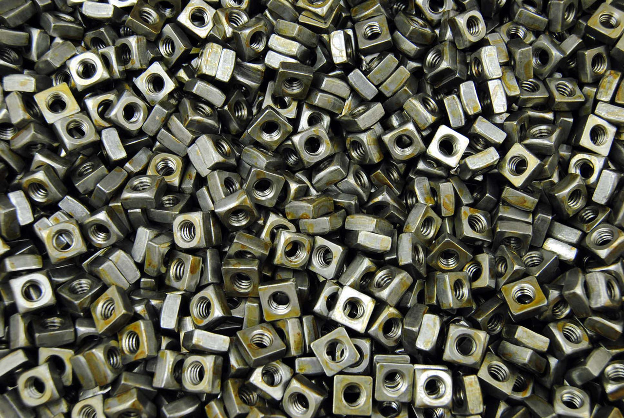 (5,000) Unplated 1/4-20 Square Nuts - Coarse Thread - Plain Steel BULK ...