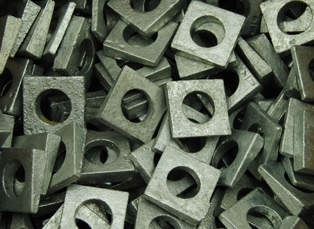 (50) Galvanized Malleable 3/4 Square Bevel Washers I-Beam Flange Wedge ...