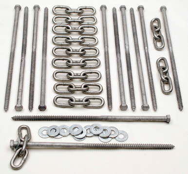 Galvanized 12 pc Lag Screws 3/8 x 12 Festival Kit With Chain Links and ...