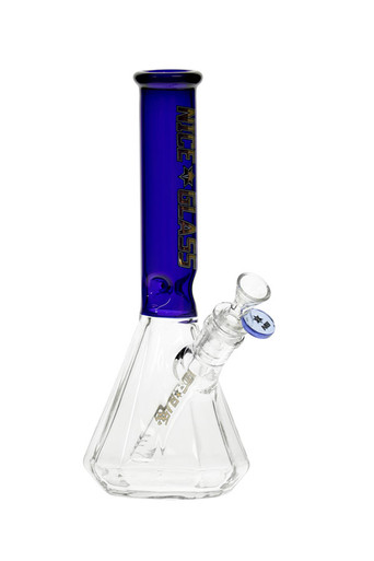 Nice Glass Bongs - Pyramid Beaker Bong - Royal Blue 11"