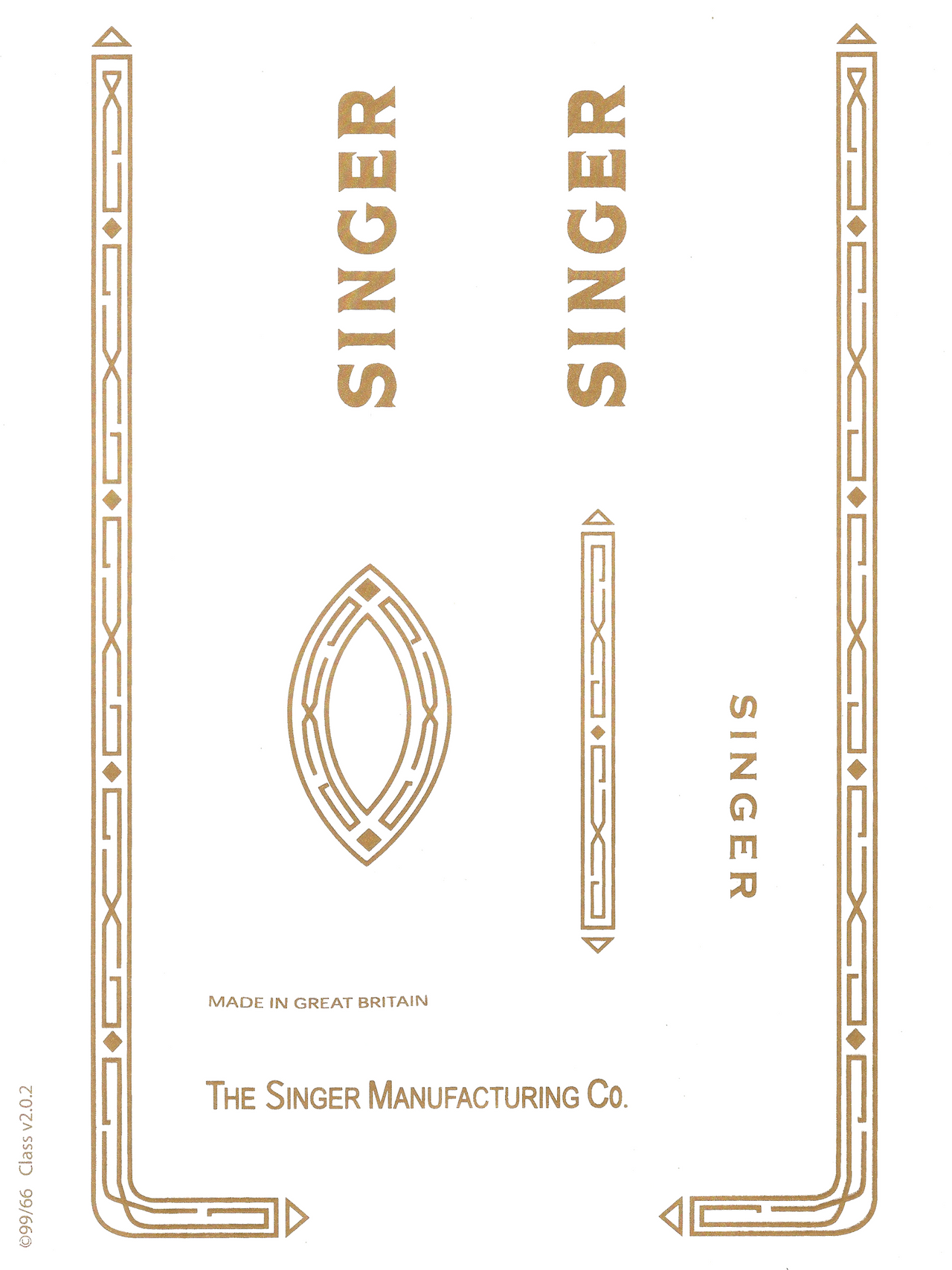 Singer 99K Sewing Machine Waterslide Restoration Decals 40465 - Keeler ...