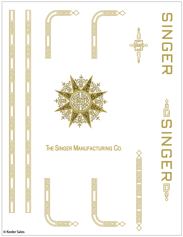 Singer 201 Sewing Machine Waterslide Restoration Decals - Keeler Sales