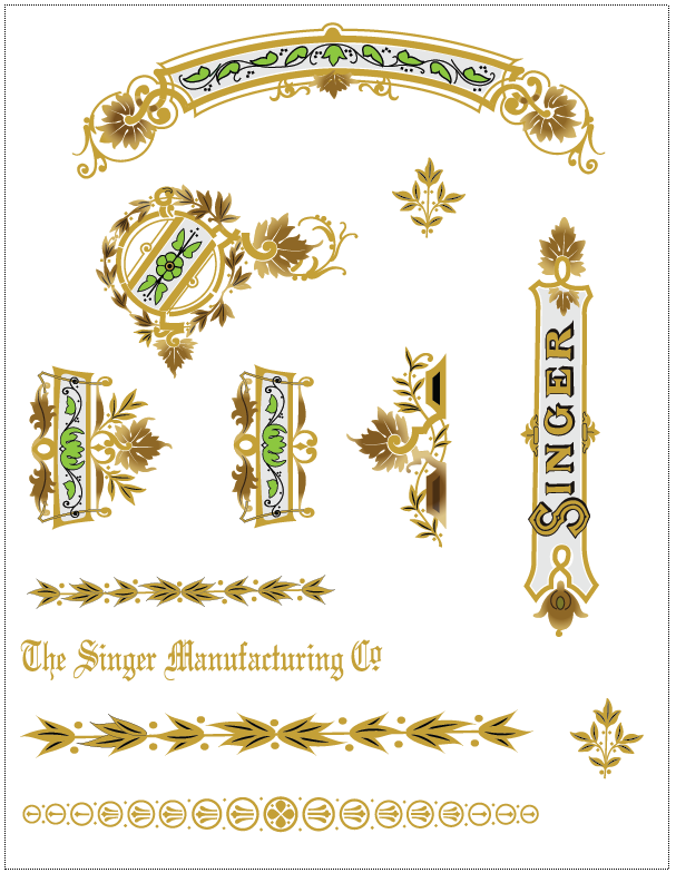 Singer 27 VS2 Decals for Restorations Victorian Design - Keeler Sales