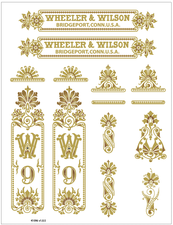 Wheeler Wilson D9 Sewing Machine Restoration Decals 41096 - Keeler Sales