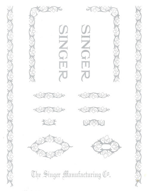 Singer 15 Sewing Machine Restoration Decals Silver Ink - Keeler Sales