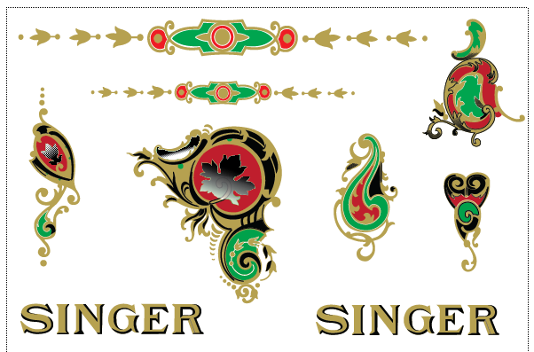 Singer 28/128 Decals for Restorations LaVincendora Design Multi-Color ...