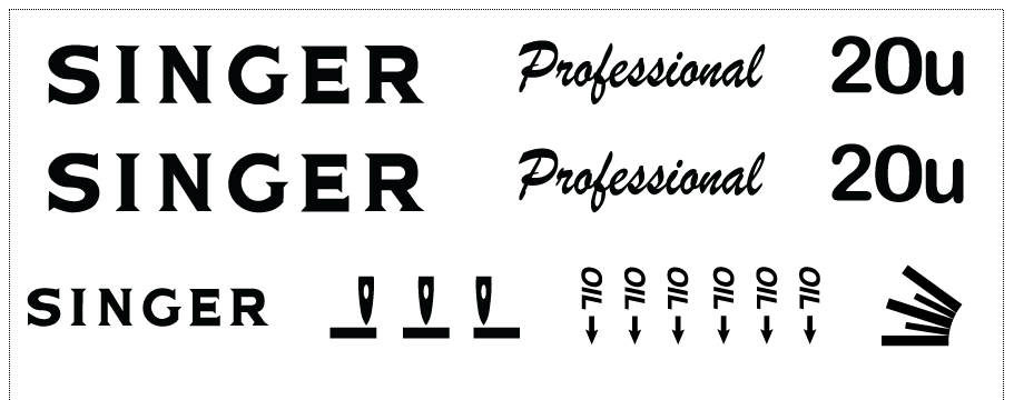 Singer 20u Basic Decals for Restorations Black Ink - Keeler Sales