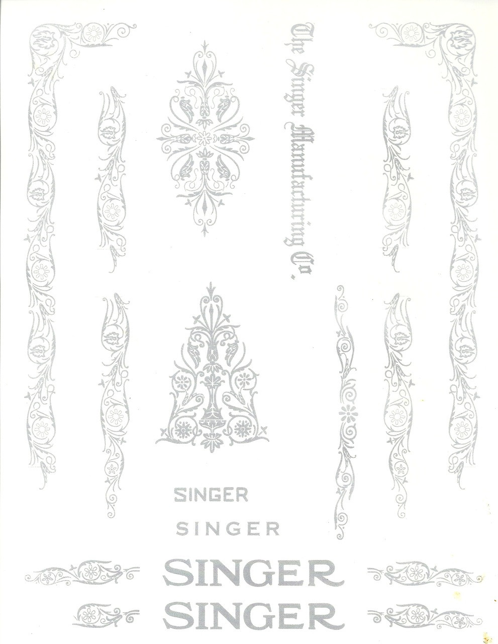 Singer 66 or 99 Filigree Sewing Machine Restoration Decals Silver ...