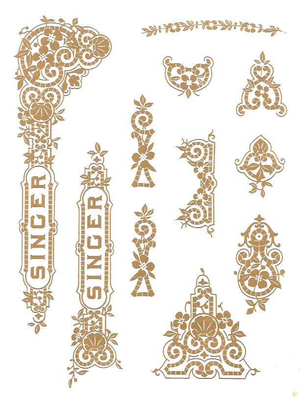 Singer 15 Class Tiffany Style Gold Metallic Decals - Keeler Sales